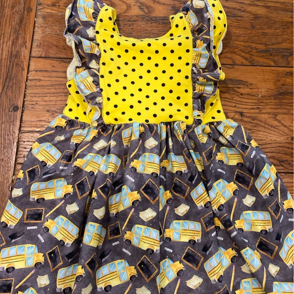 Dresses | Girls Back To School Dress School Bus Chalk Board Chalk Polka ...